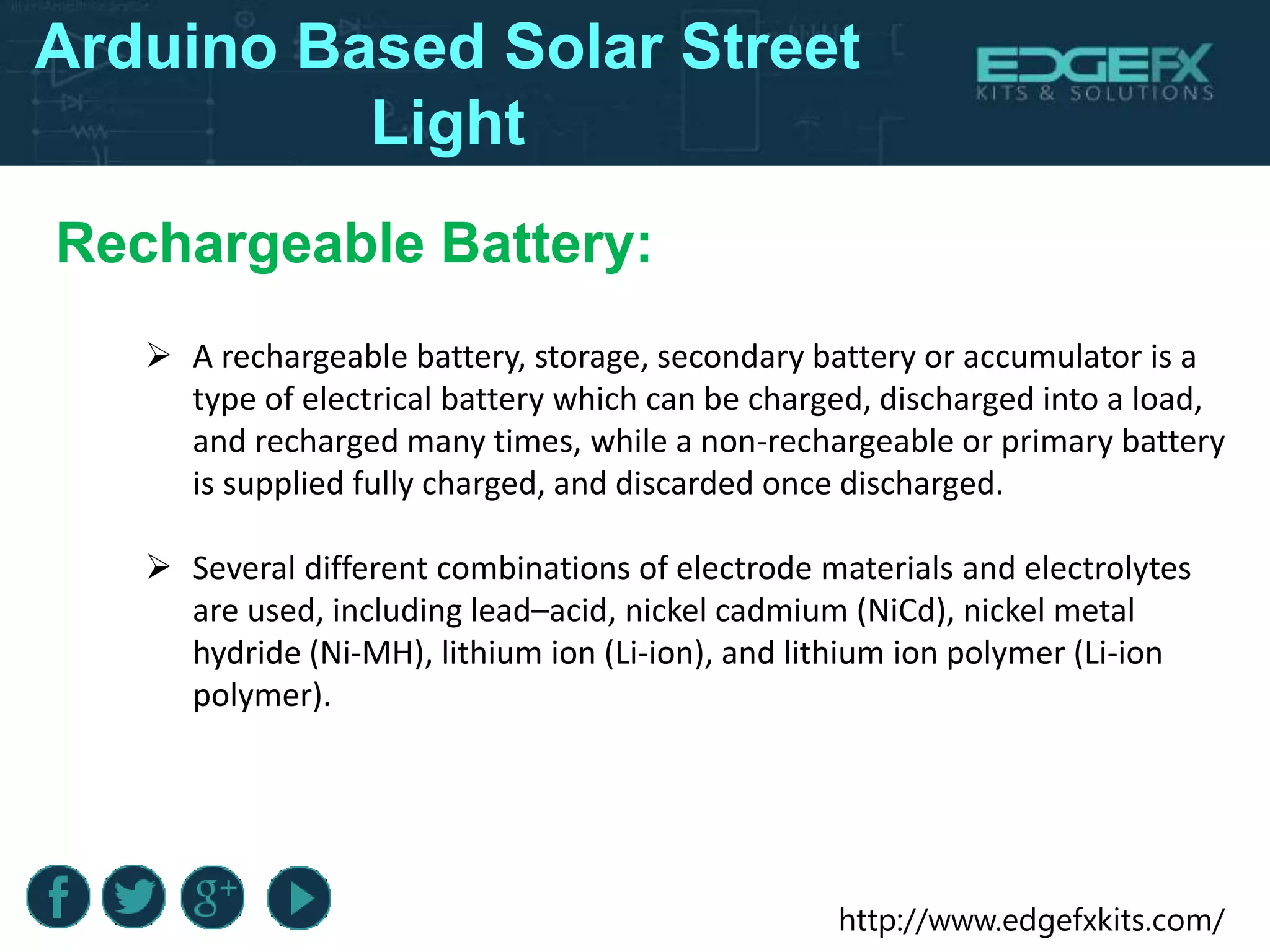 Arduino based solar street light | PPTX