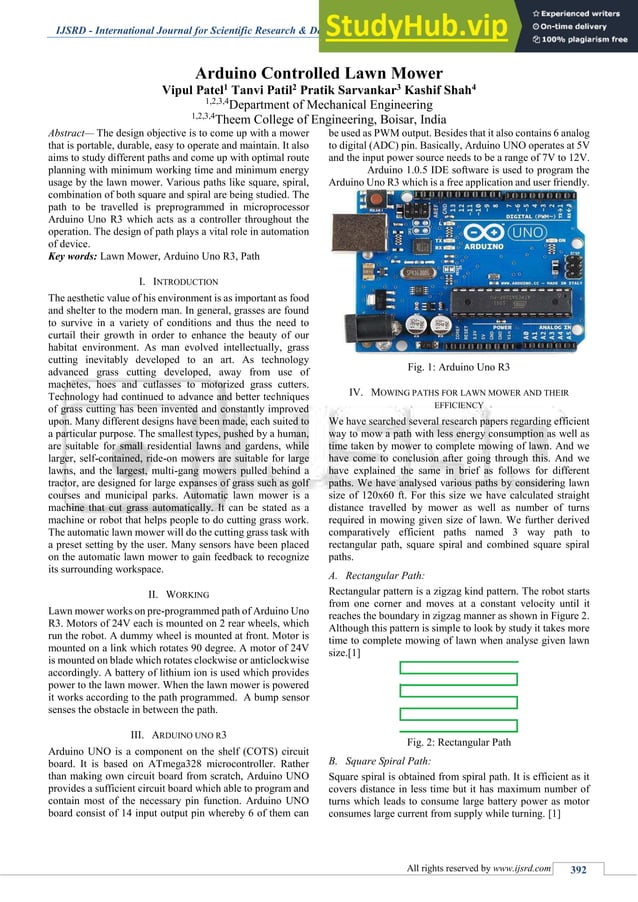 Arduino Controlled Lawn Mower | PDF