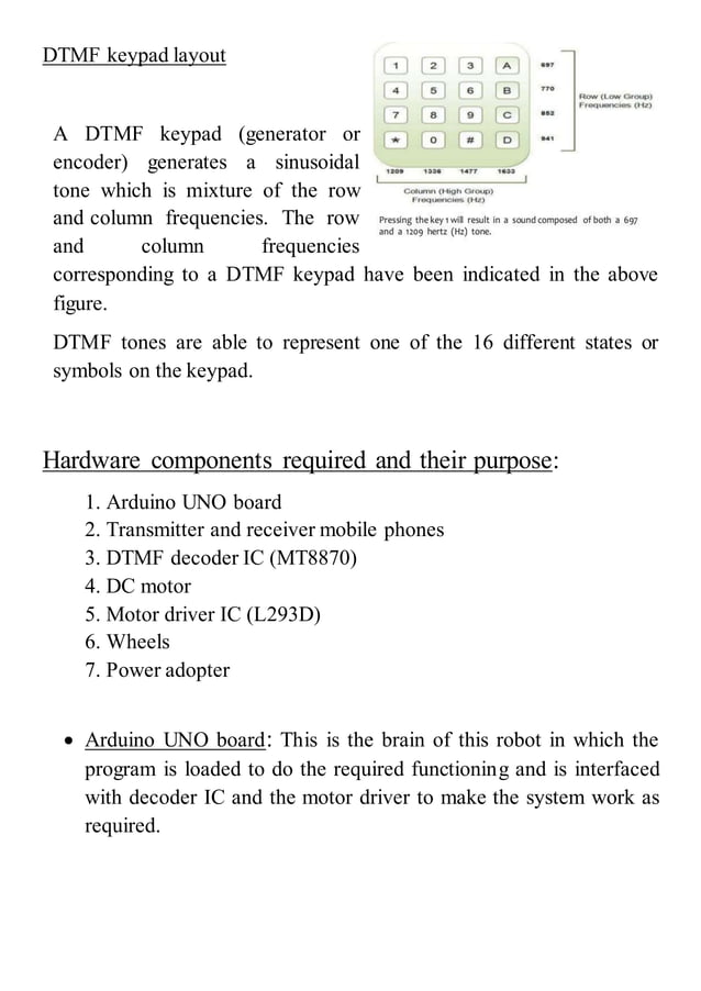 Arduino dtmf controlled robot | PDF