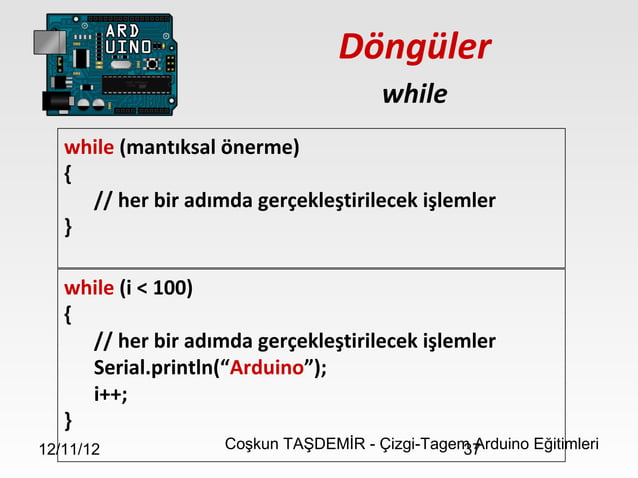 Arduino eğitimleri 3 - arduino programlama dili | PPT