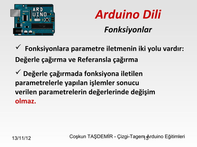 Arduino eğitimleri 4 - arduino programlama dili - 2 | PPT