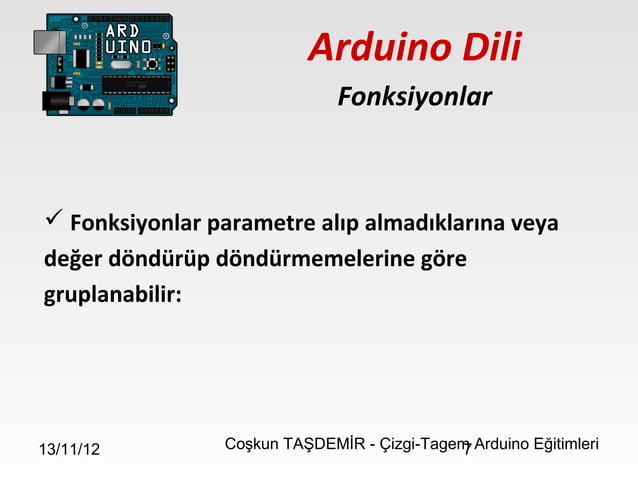 Arduino eğitimleri 4 - arduino programlama dili - 2 | PPT