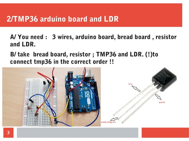 Erasmus+ SAGE : Wiring Arduino TMP36 and LDR | PPT