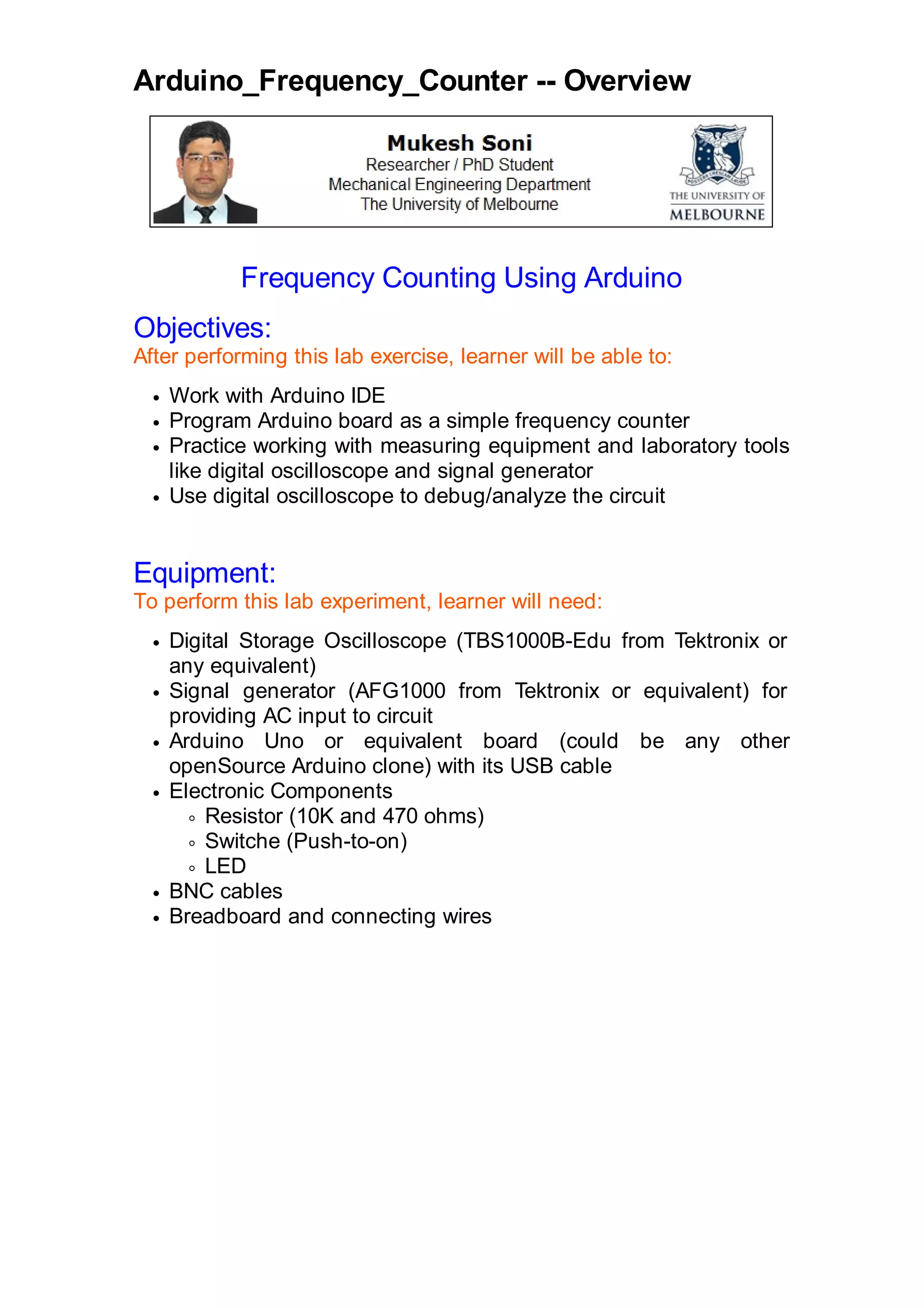 Arduino Frequency Counter Pdf Computing Technology And Computing