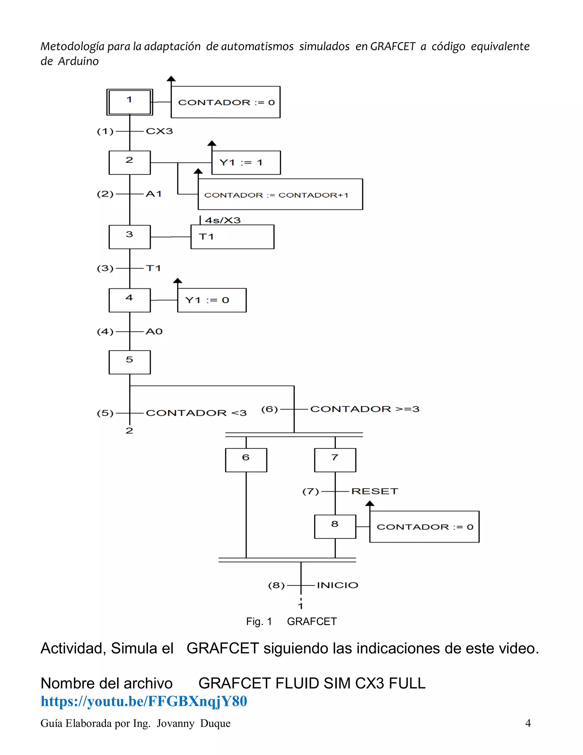 ARDUINO GRAFCET - Metodología para la adaptación de automatismos simulados en GRAFCET a código ...