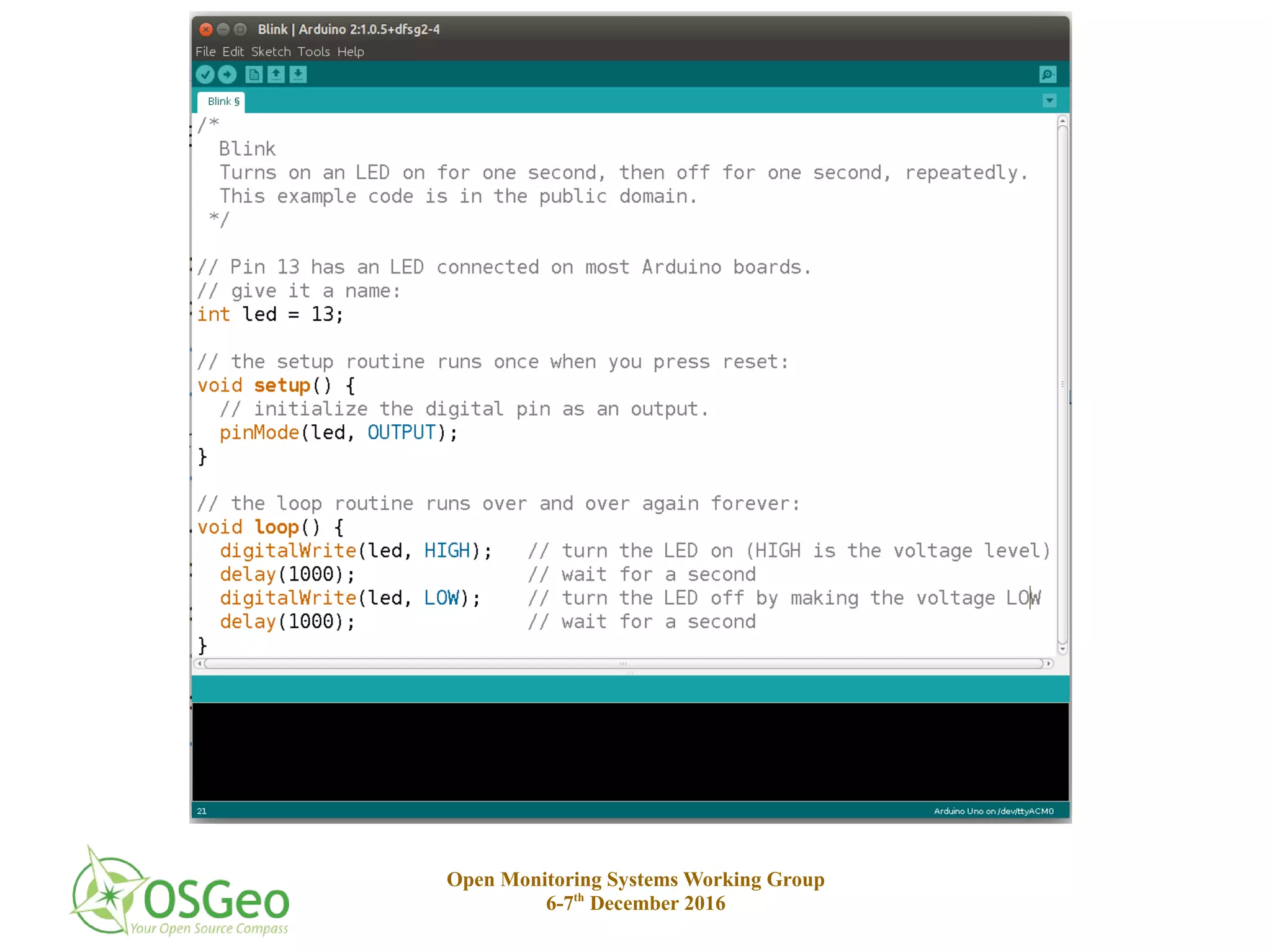 Arduino IDE blink sensors | ODP