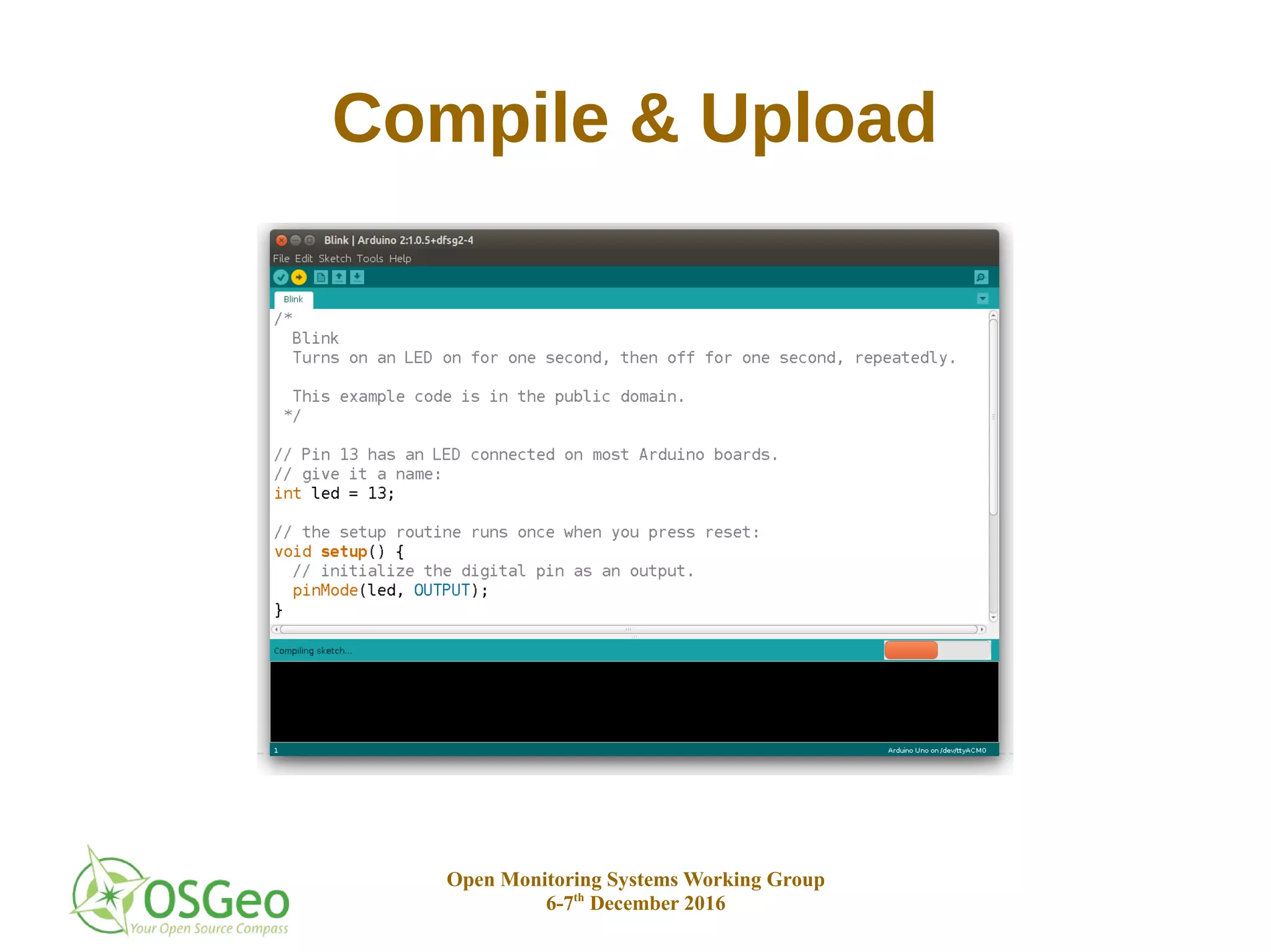 Arduino IDE blink sensors | ODP