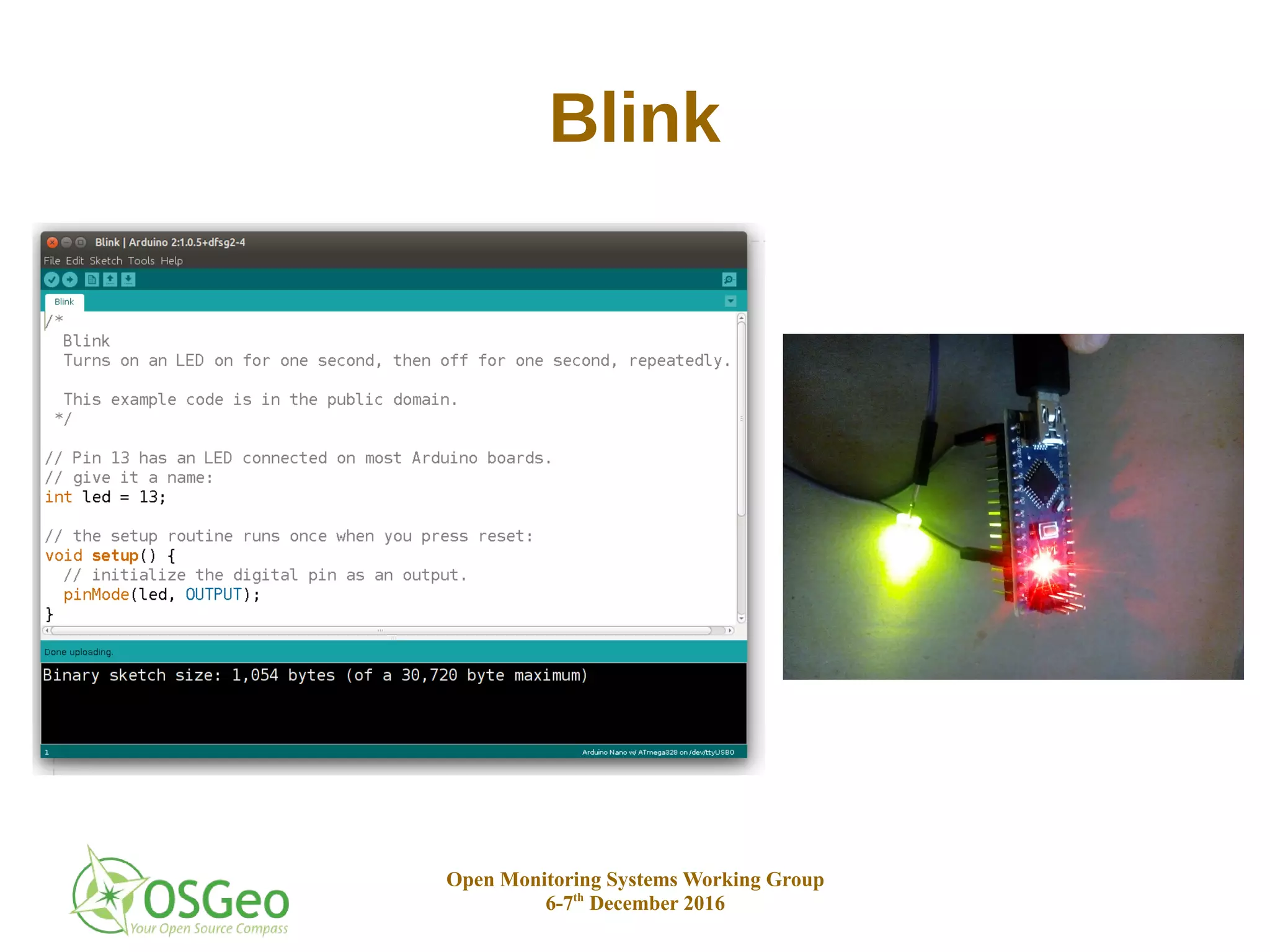 Arduino IDE blink sensors | ODP