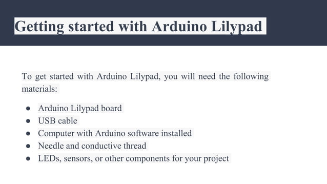Arduino Lilypad-A Beginner's Guide to Wearable Electronics.pptx