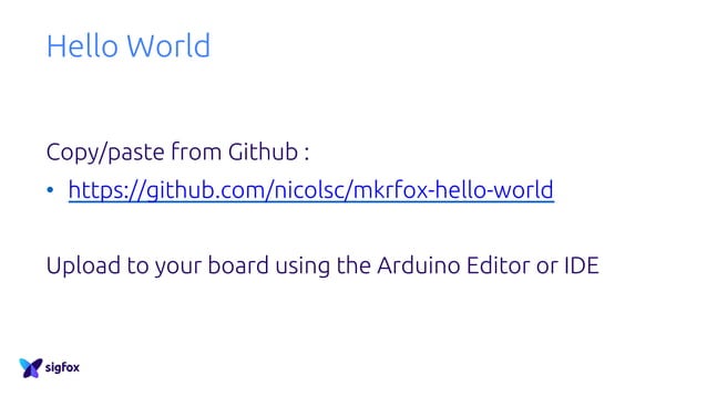Sigfox Workshop with an Arduino MKRFOX | PPT