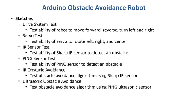 Arduino obstacle avoidance robot | PPTX | Computer Peripherals | Computing