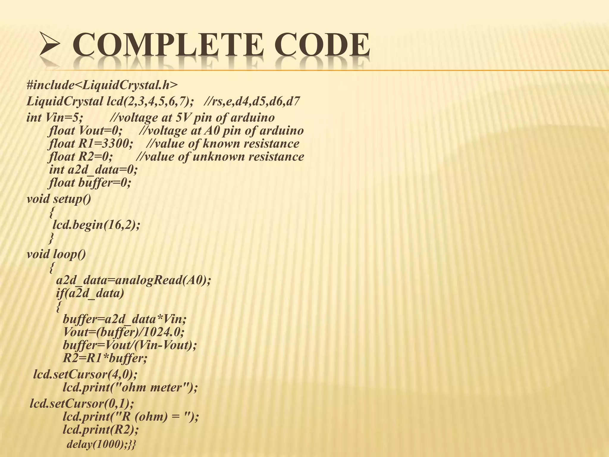 Arduino ohm meter by Engr.Danish Nouman | PPTX