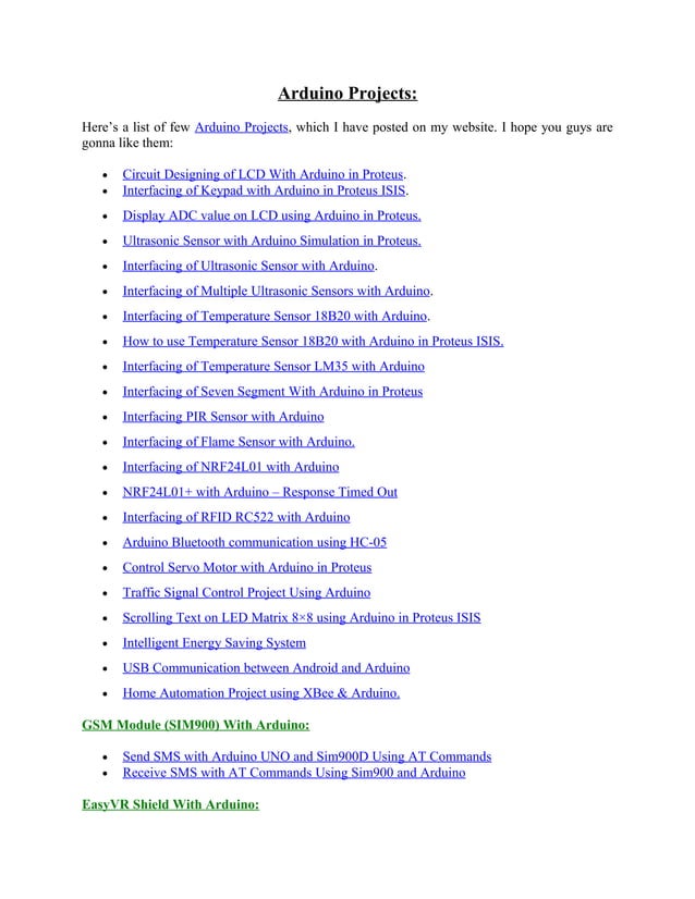 Arduino projects | DOC | Internet of Things | Internet