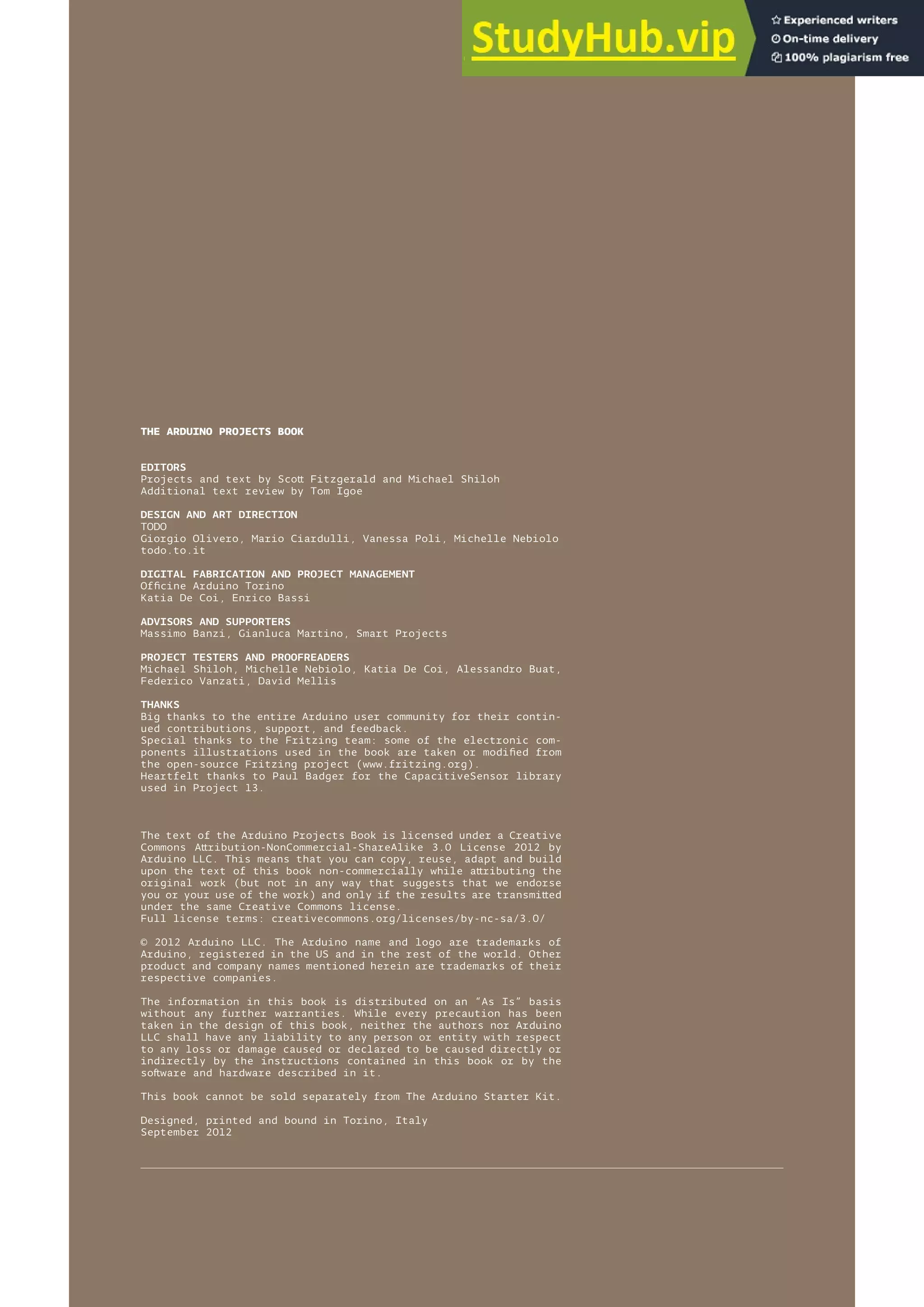 Arduino Projects Book Pdf Desktop Publishing Computer Software And Applications