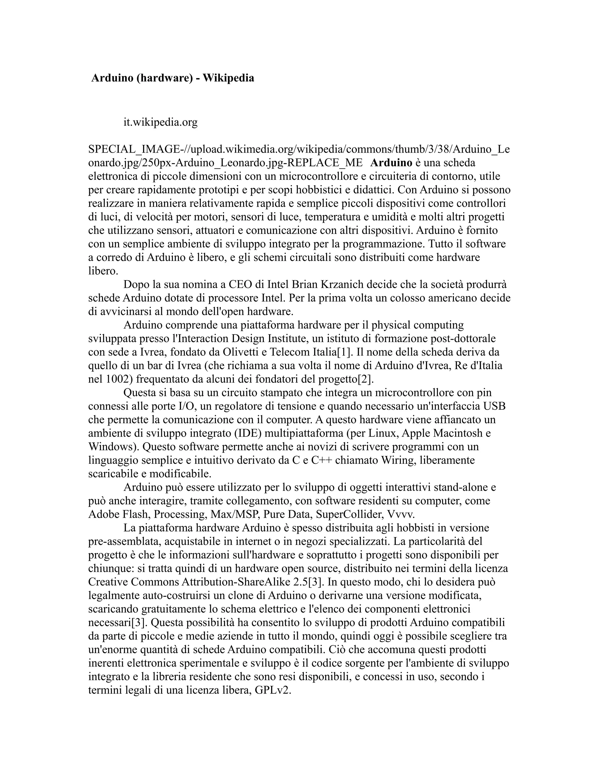 Arduino&raspberry pi - Un connubio vincente | PDF