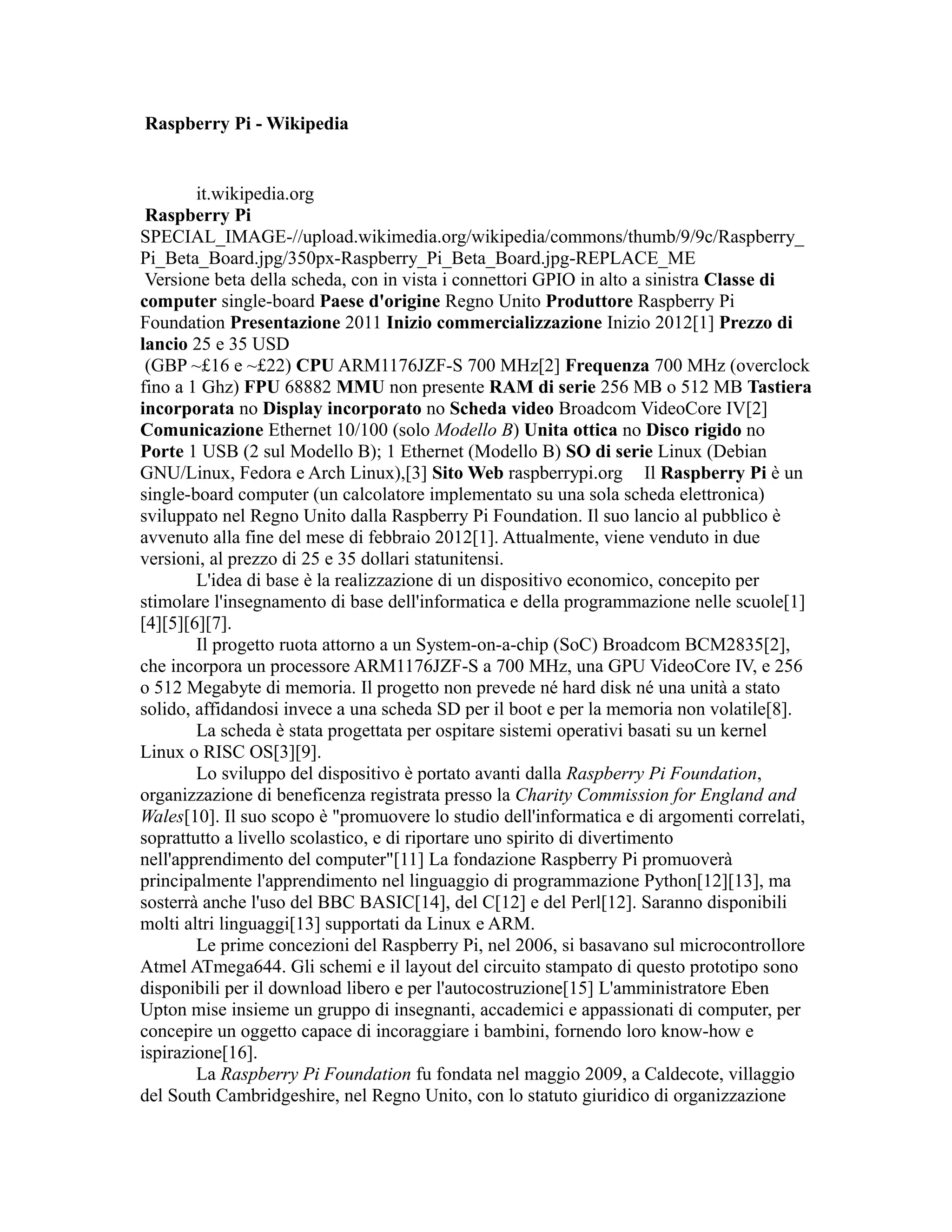 Arduino&raspberry pi - Un connubio vincente | PDF