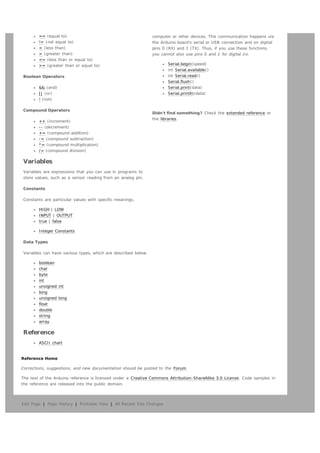Arduino reference | PDF
