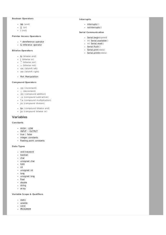 Arduino Reference