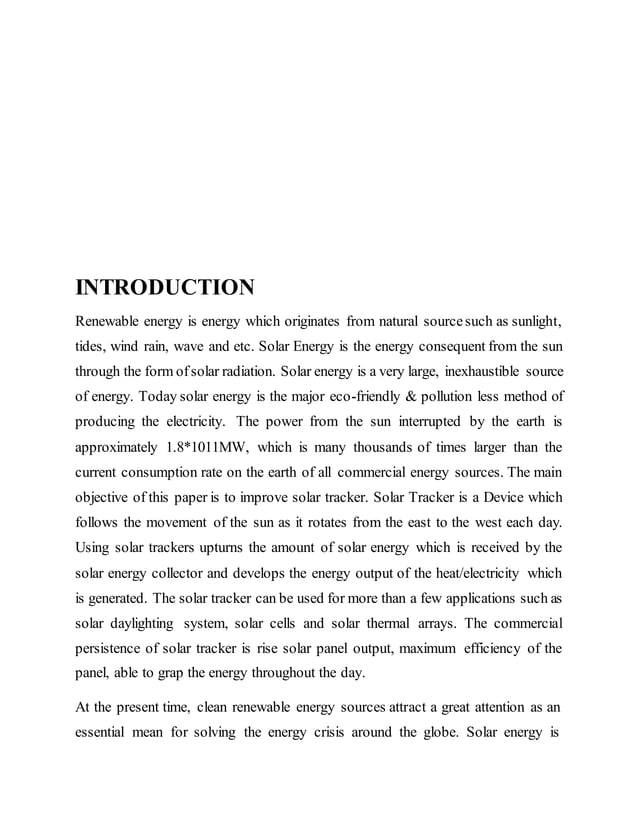 Arduino Solar Tracker Using Ldr Sensor And Servo Motor Docx Science