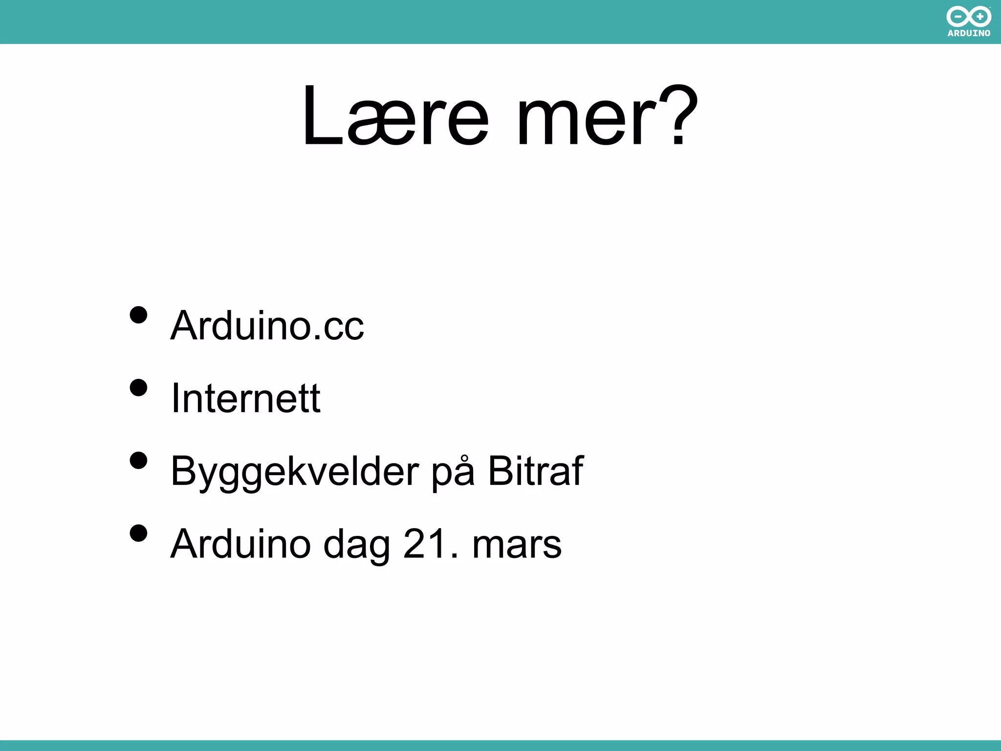 Arduino workshop @ Bitraf 17. Nov 2021 | PPT