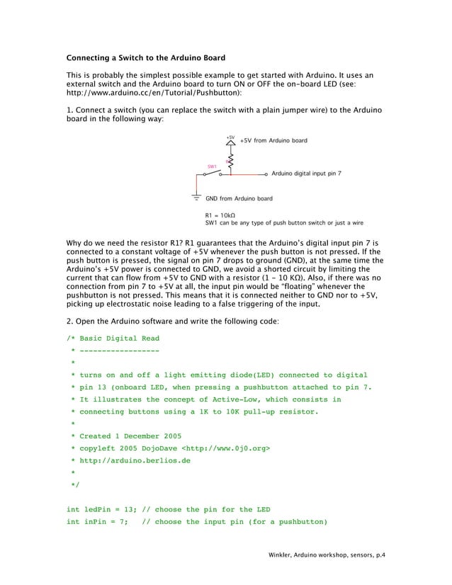Arduino workshop sensors | PDF