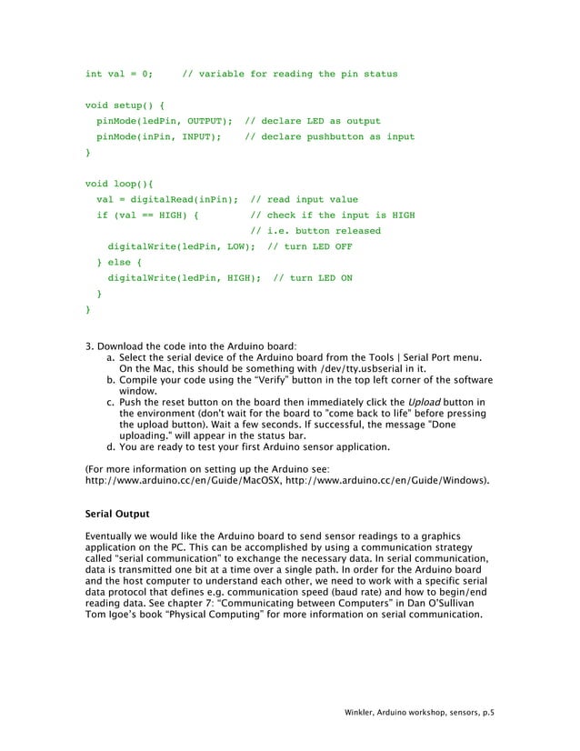 Arduino workshop sensors | PDF