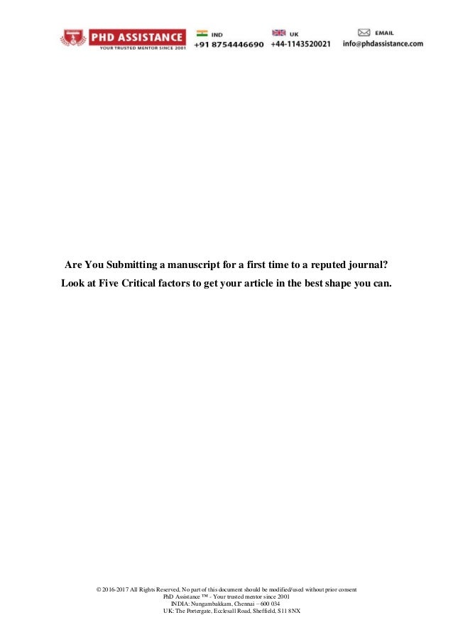 Are You Submitting a manuscript for a first time to a reputed journal?