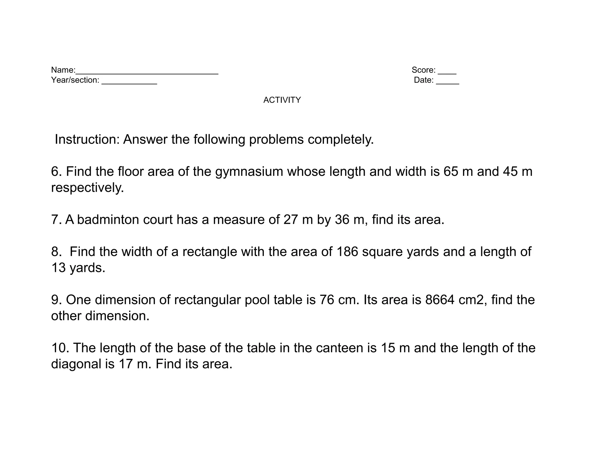 Area of Plane Figures | PPTX