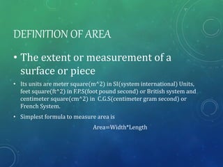 Area for elementary school kids | PPTX