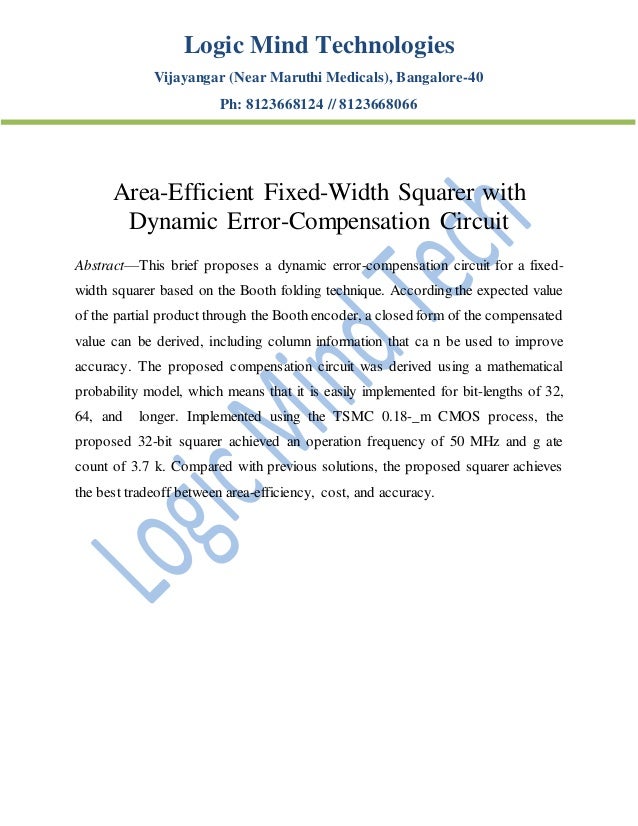 Area efficient fixed-width squarer with dynamic error-compensation ci…