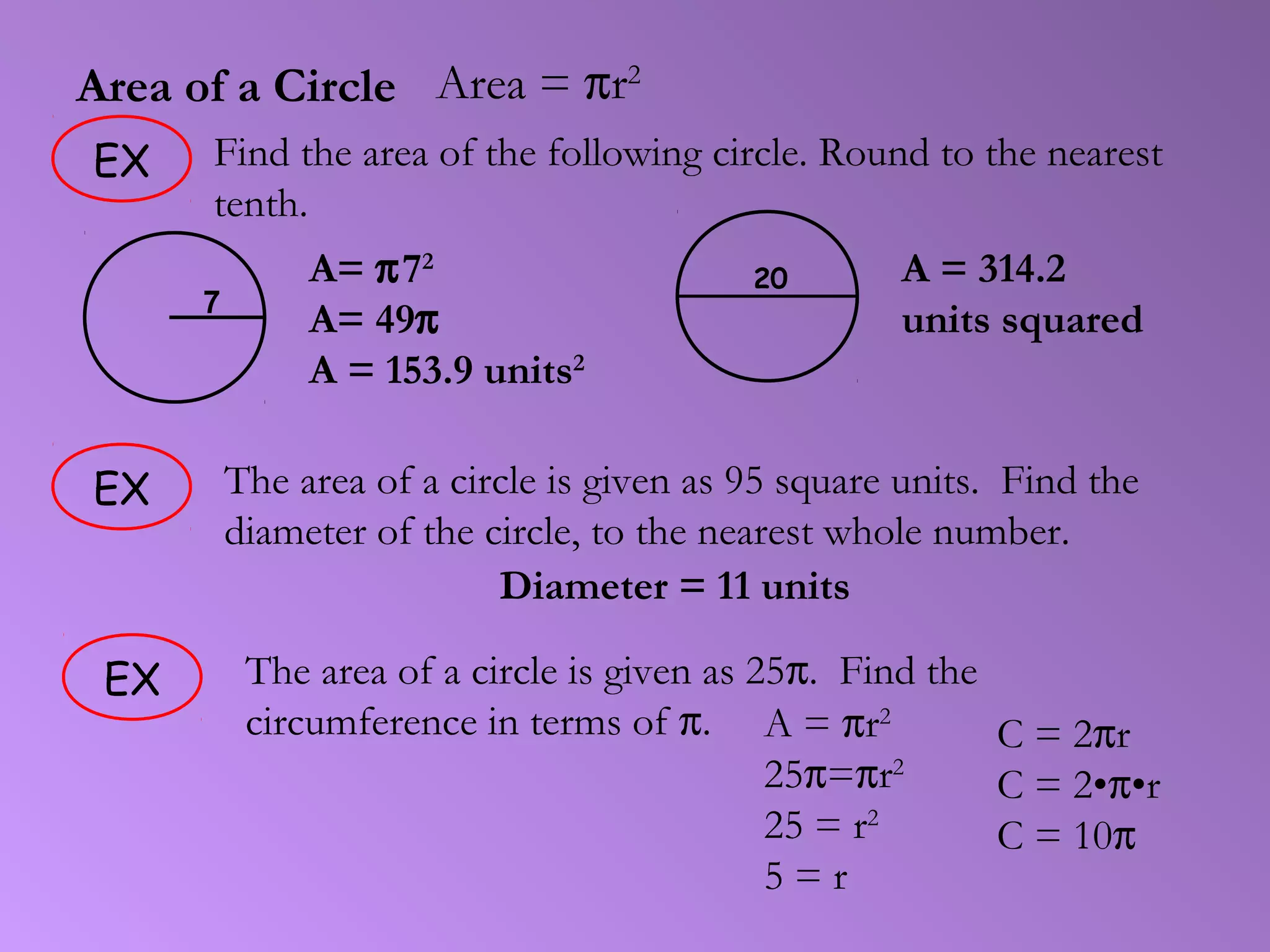 Area and circumference of circles | PPT