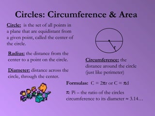 Area and circumference of circles | PPT