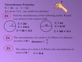 Area and circumference of circles | PPT