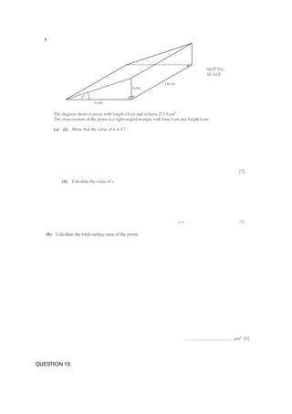 AREA AND VOLUME IGCSE MATHEMATICS PRACTICE TASKS pdf | PDF