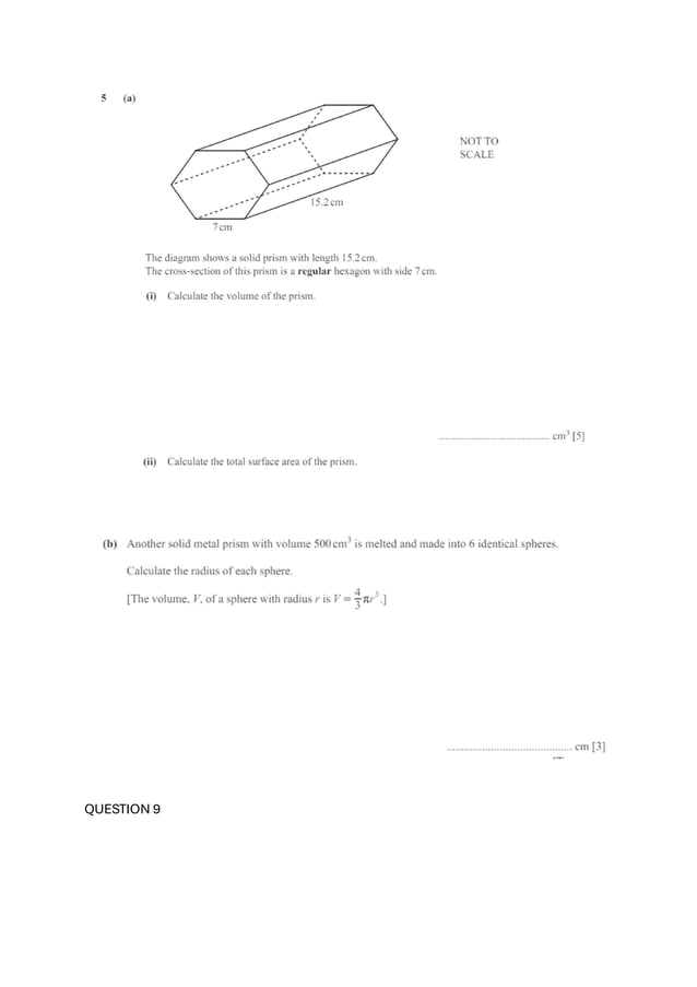 AREA AND VOLUME IGCSE MATHEMATICS PRACTICE TASKS pdf | PDF