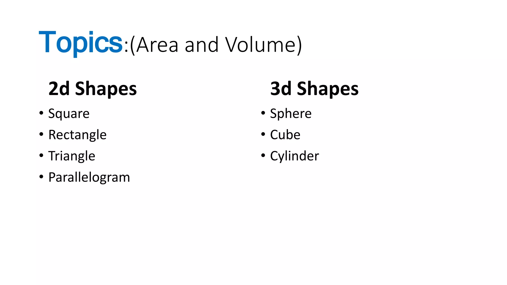 Area and volume of shapes | PPTX