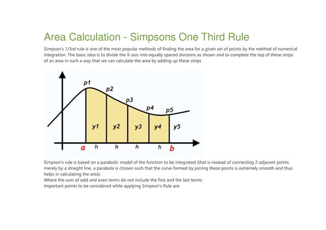 Area calculation simpsons one third rule | PDF | Computing | Technology & Computing