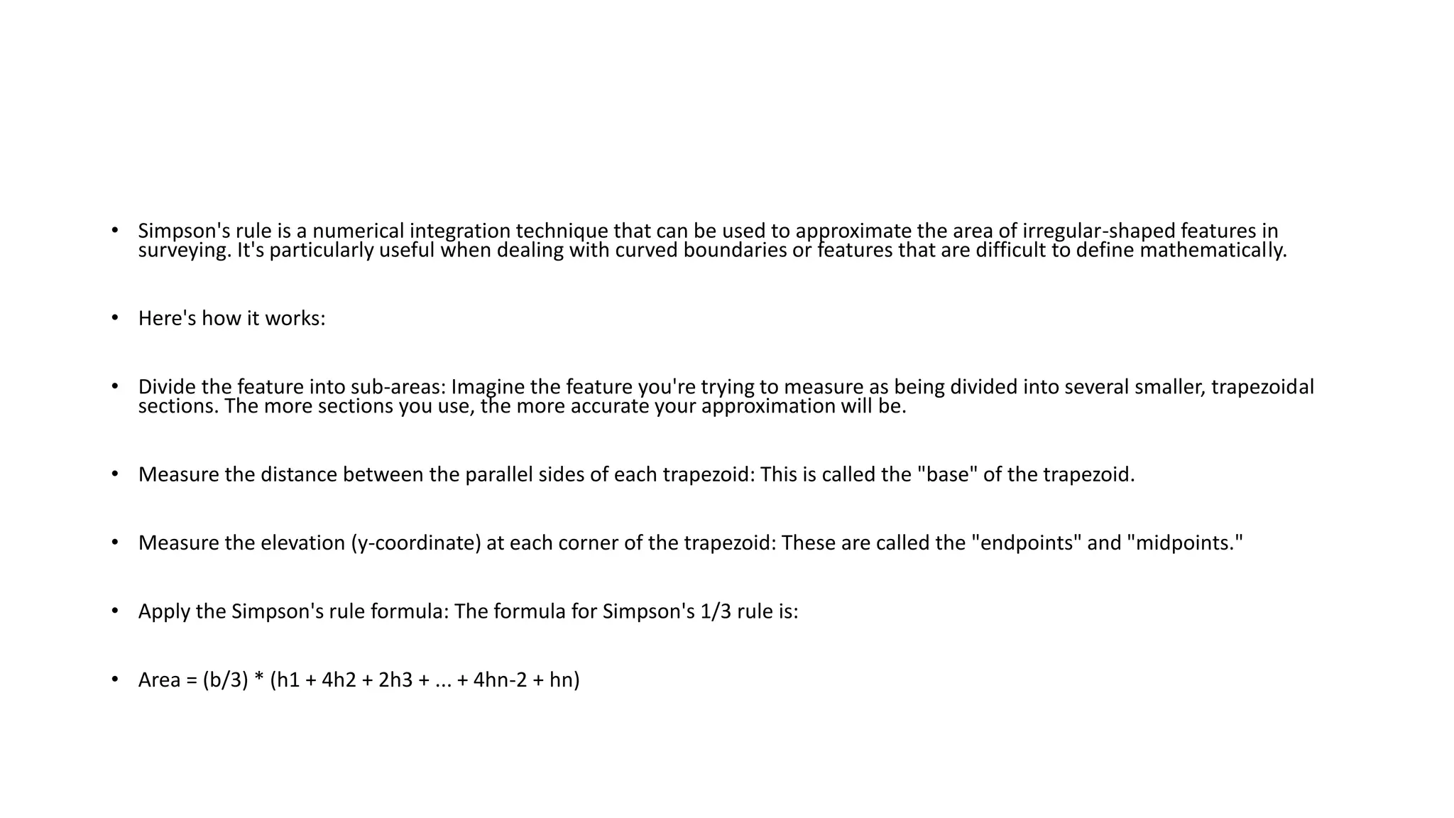 Area calculation by simpsons rule in surveying.pptx