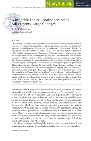 A Readable Earlier Renaissance.pdf | Poetry | Books and Literature