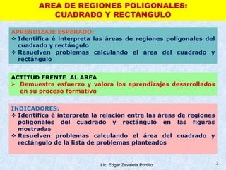 Area De Regiones Poligonales: Cuadrado y Rectángulo-Edken | PDF