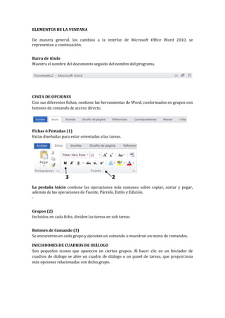 Area de trabajo de word | PDF