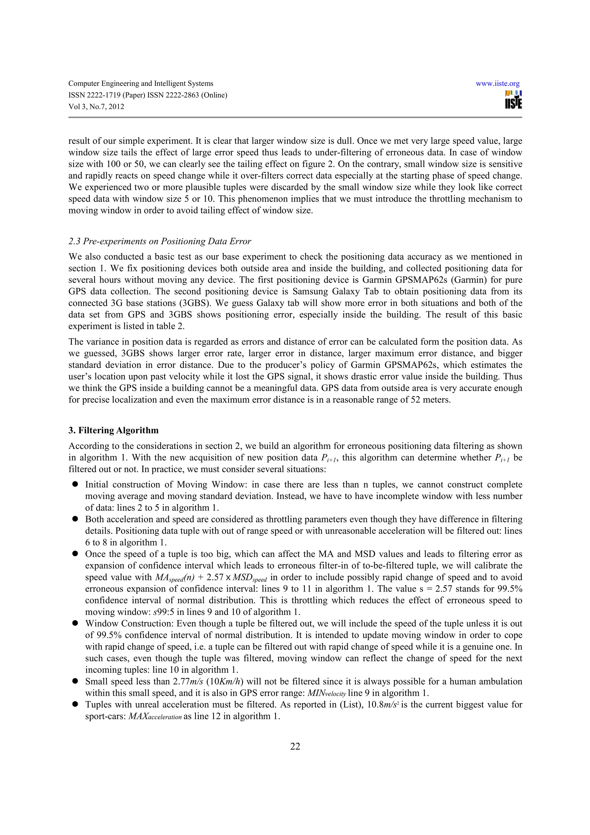 A real time filtering method of positioning data with moving window mechanism | PDF