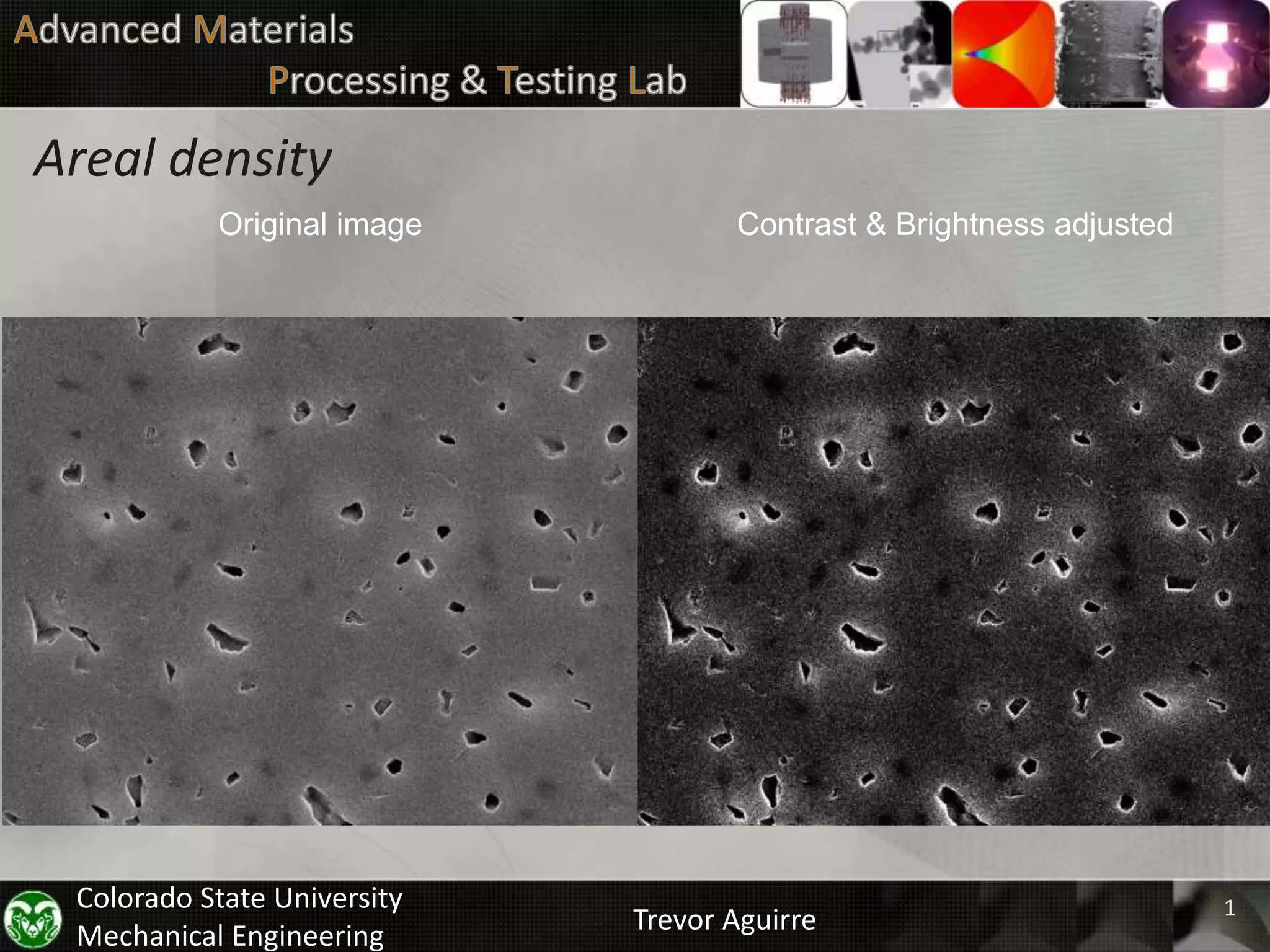 Measuring normalized areal density of pore/fiber volume fraction ...