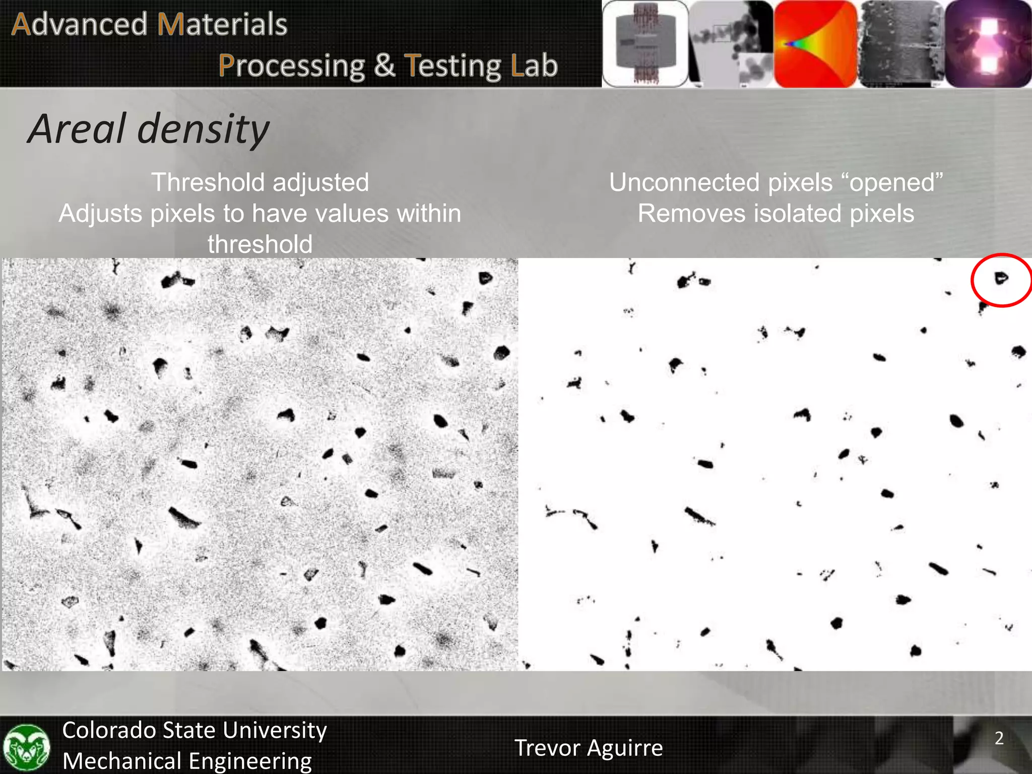 Measuring normalized areal density of pore/fiber volume fraction ...