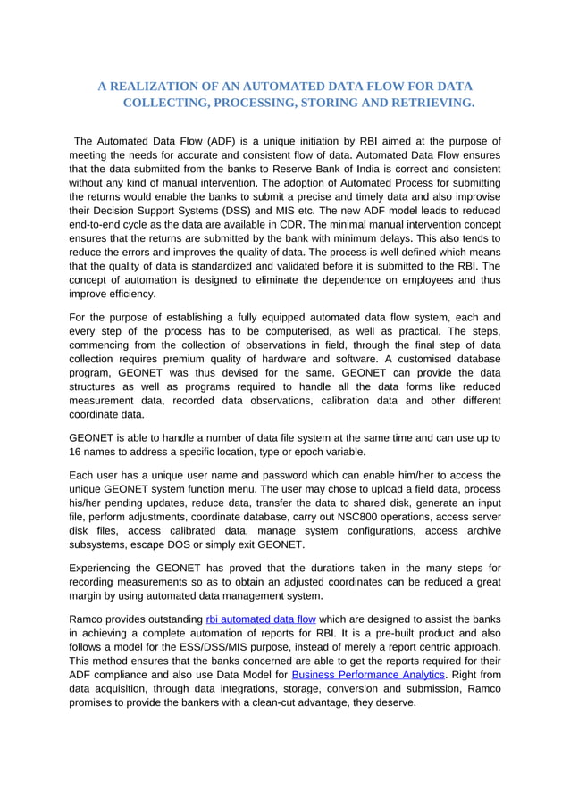 rbi automated data flow | PDF | Computing | Technology & Computing