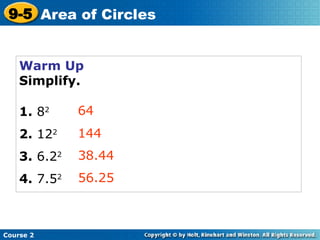 Area of Circles Lesson Grade for Gr6.ppt
