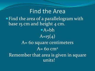 Area Of Parallelograms | PPTX