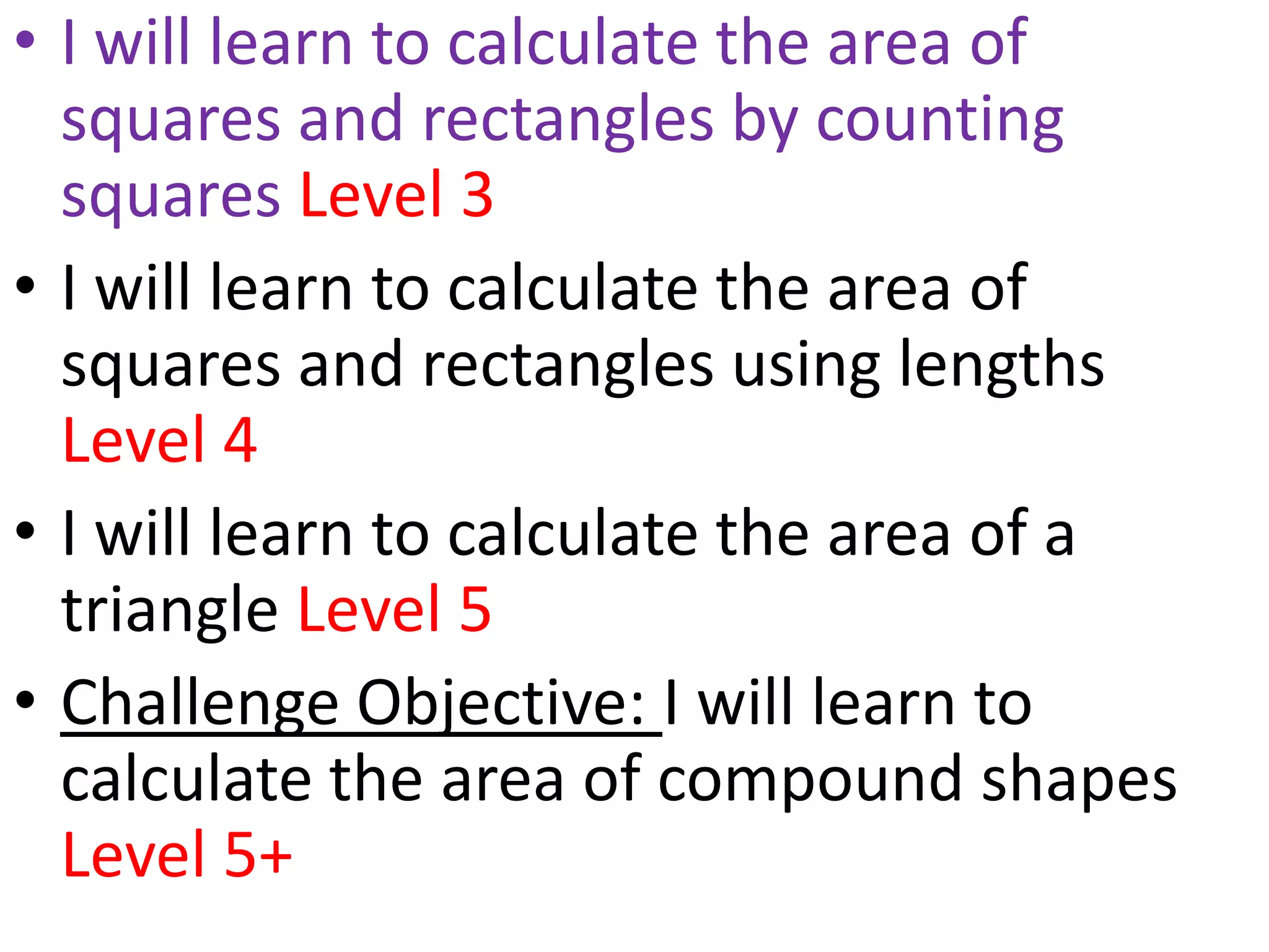 Area of rectangles and triangles | PPTX