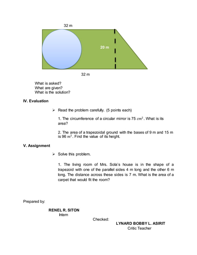 Area of trapezoid and circle problems. | PDF