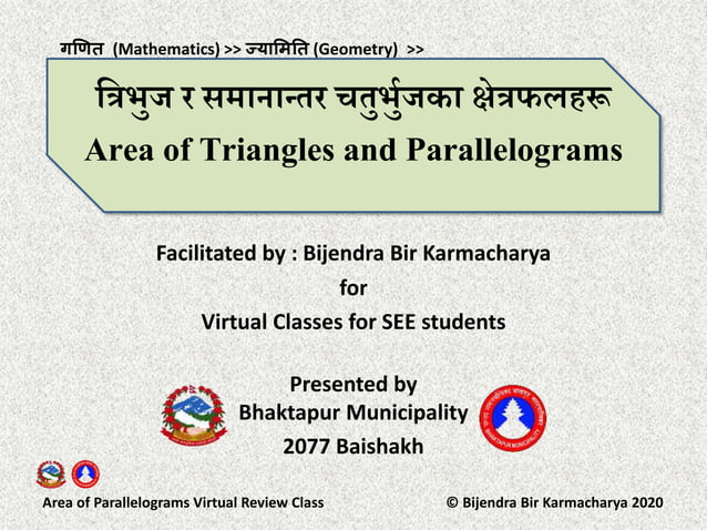 Review class on Area of Triangles and Parallelograms | PPT